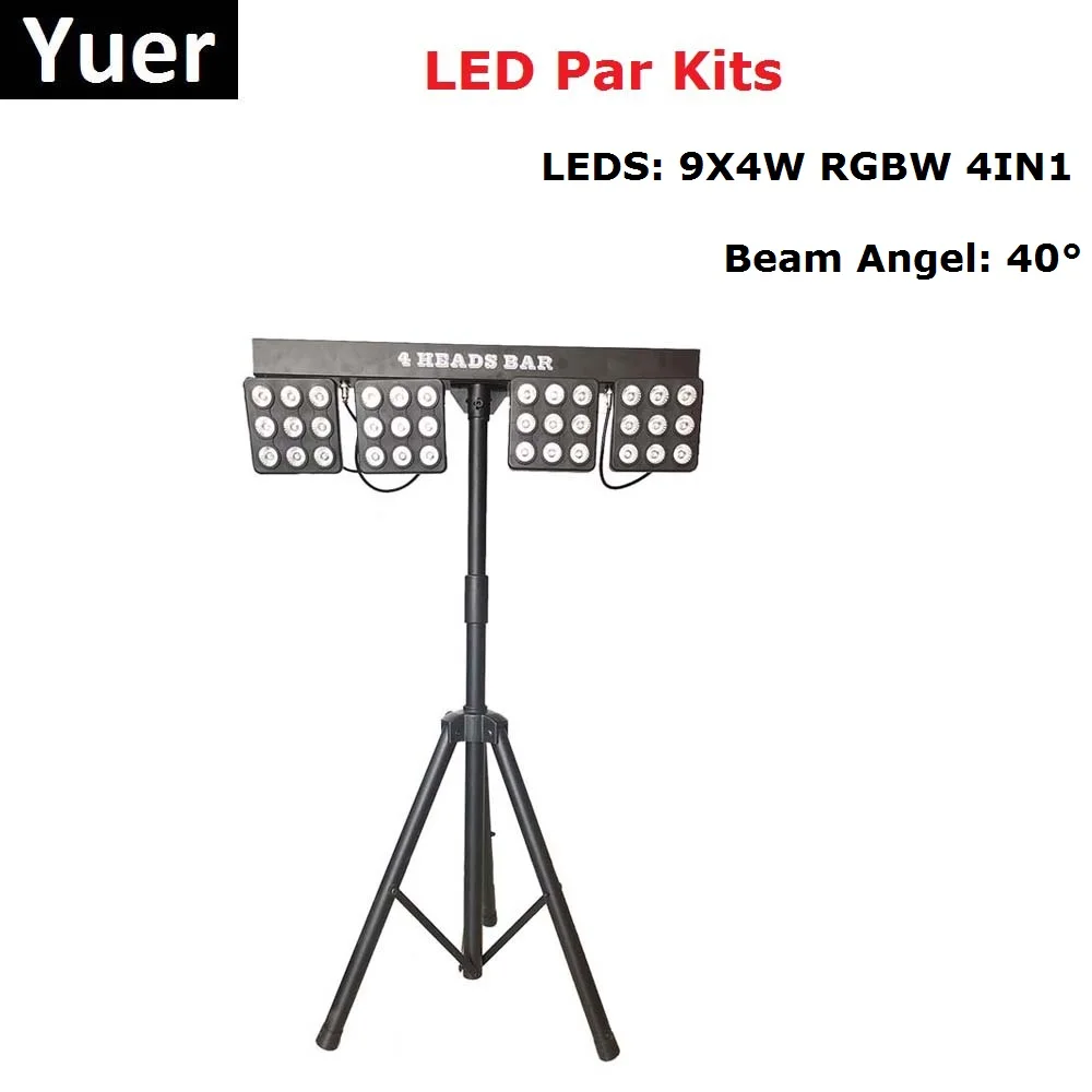 Led Par Kit 4pcs 9x4w Rgbw 4in1 Led Flat Par Lights Led Stage Light Dmx ...