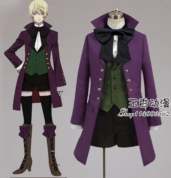 Black Butler Alois Trancy cosplay costume purple coat+shirt+bowknot ...