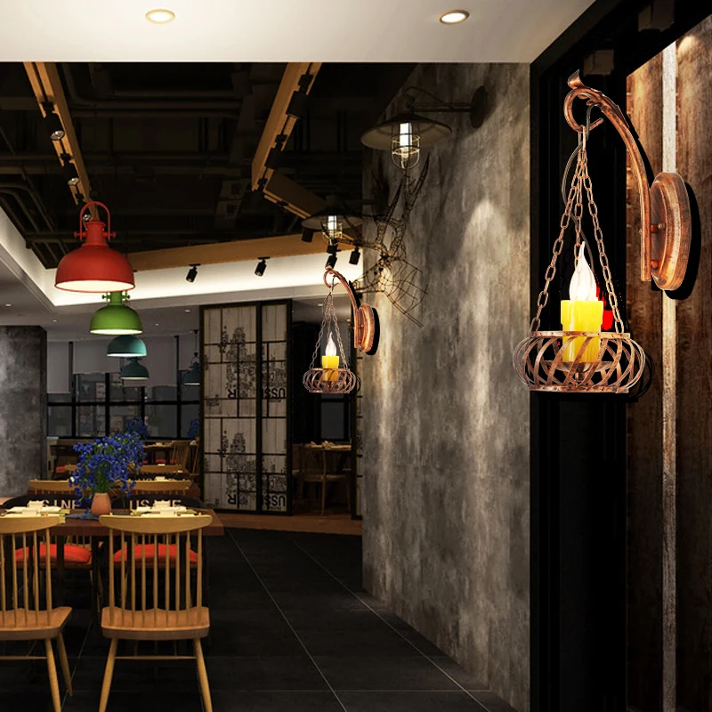 American Retro Loft Industrial Wall Lamps Bedside Lamp Bar Corridors ...