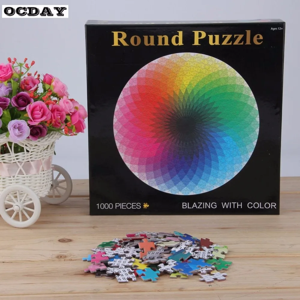 1000 pcs/set Rainbow Round Puzzle Kids Jigsaw Puzzles Pattern Paper DIY ...