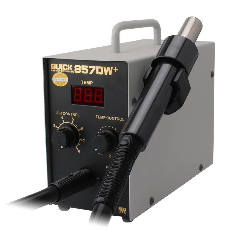 QUICK 857DW+ 580W Adjustable Hot Air Heat Gun SMD Soldering Rework ...
