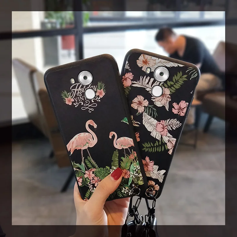 For Huawei Mate 8 Case Silicon Paint Green Leaf Cute Flamingo Cover For ...