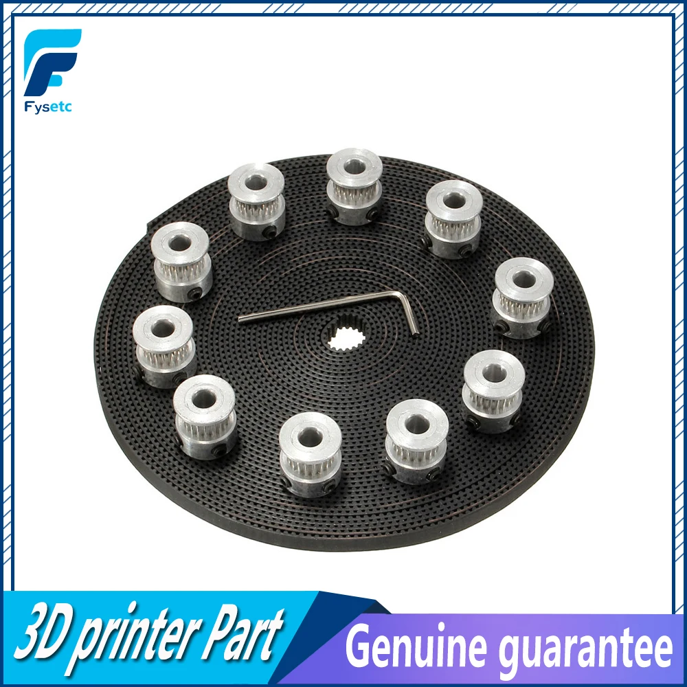 1set/10pcs 20Teeth GT2 Timing Pulley Bore 5mm + 10m 33ft 2GT GT2 Timing ...