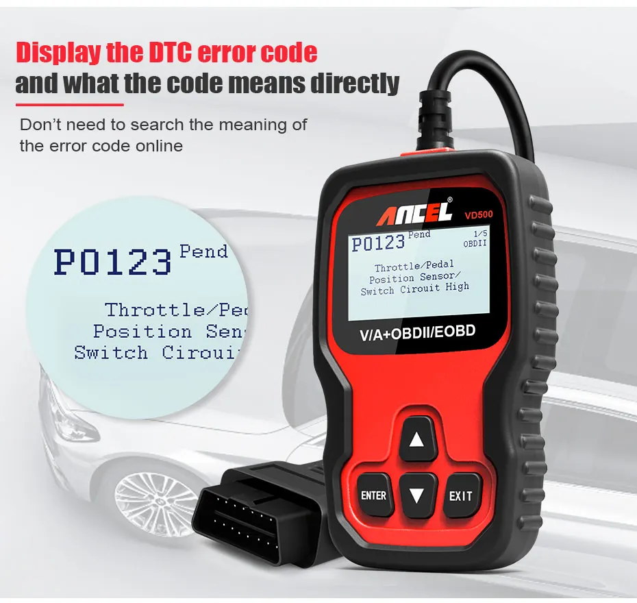 OBD2 Car Scanner VD500 EPB Oil TPS SRS ABS SAS Gearbox ESP TPA Check ...