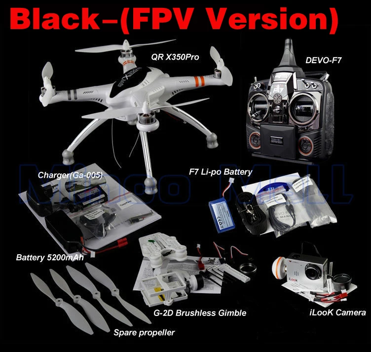 Walkera QR X350 Pro FPV Drone RC Quadrocopter RTF, iLook HD Camera, G ...