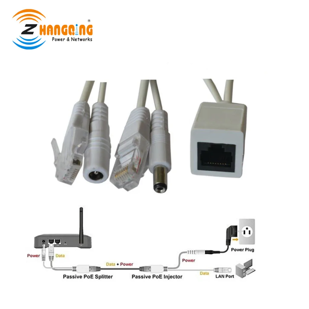 Cabo Adaptador POE Injector Divisor RJ45 Kit Fita Telada Potência ...