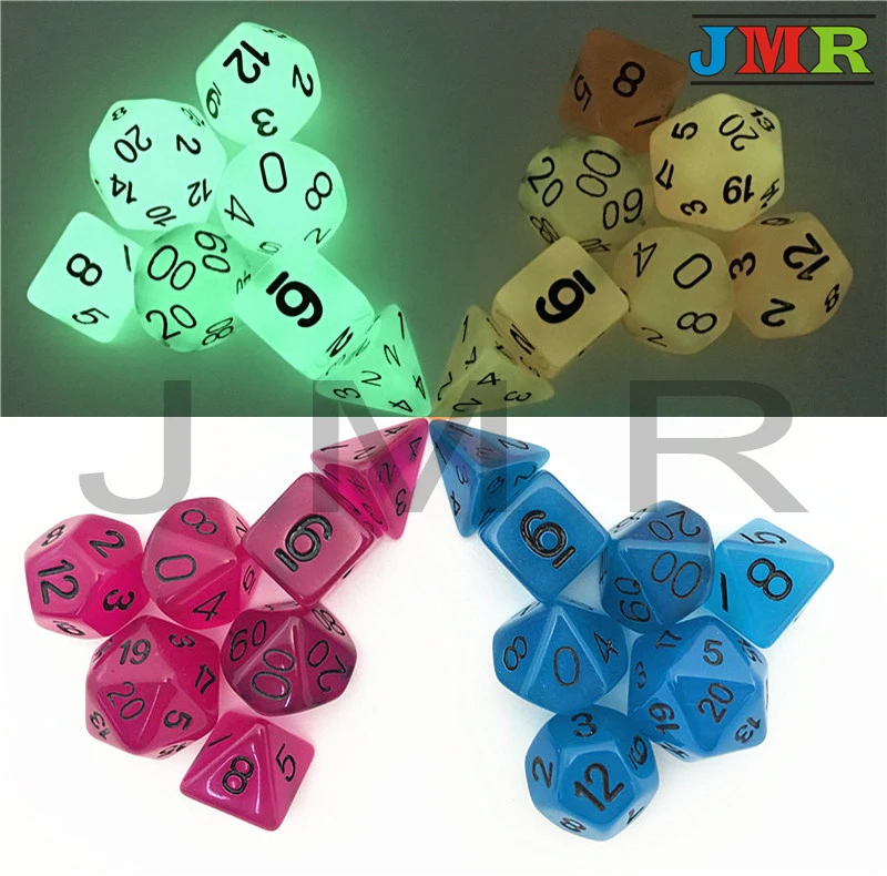 Aliexpress.com : Buy Polyhedral Dice 7pcs Glowing Dice Set Juegos De ...