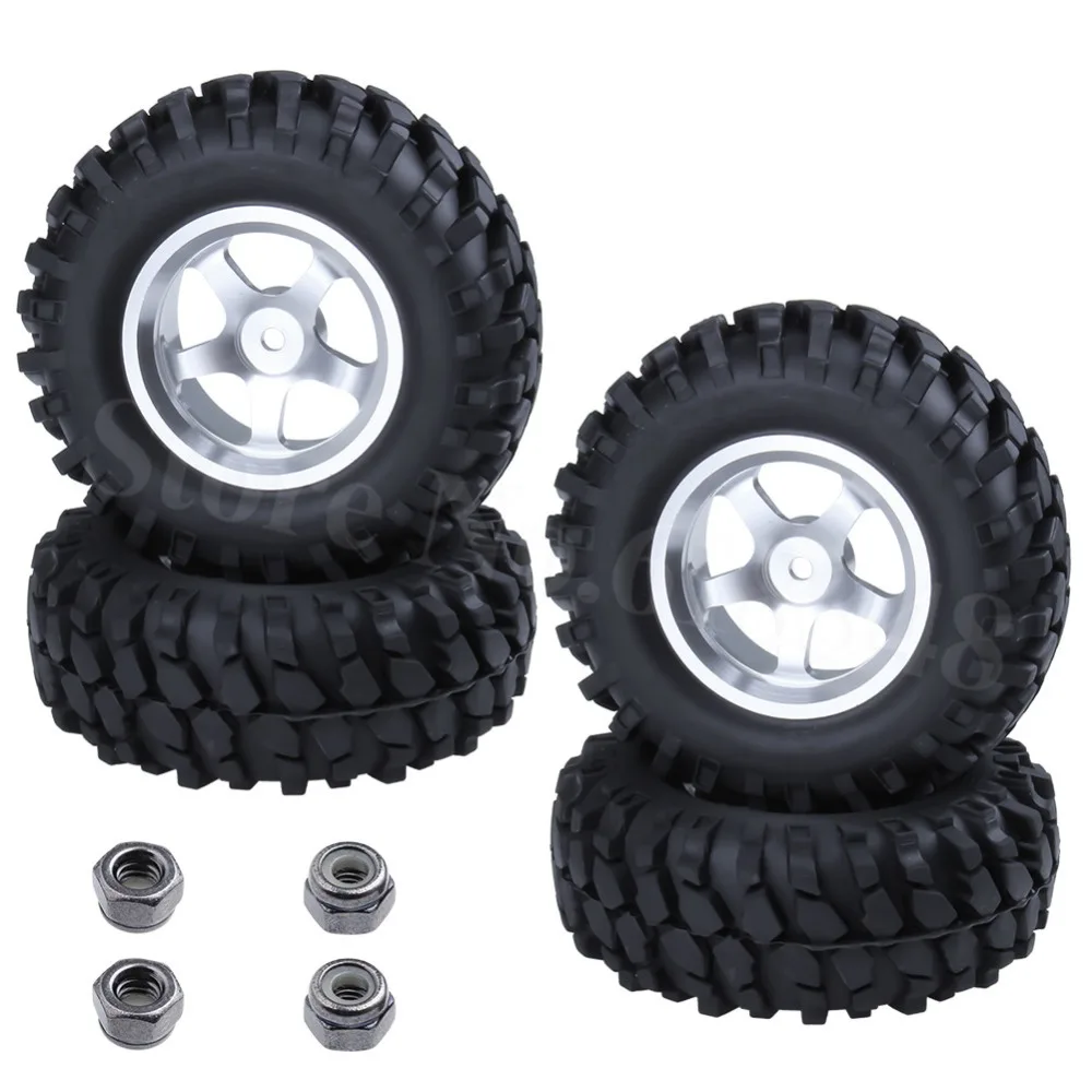 4Pcs Aluminum Rubber 96mm RC Crawler 1.9" Tires & Wheel Hex:12mm For 1/ ...