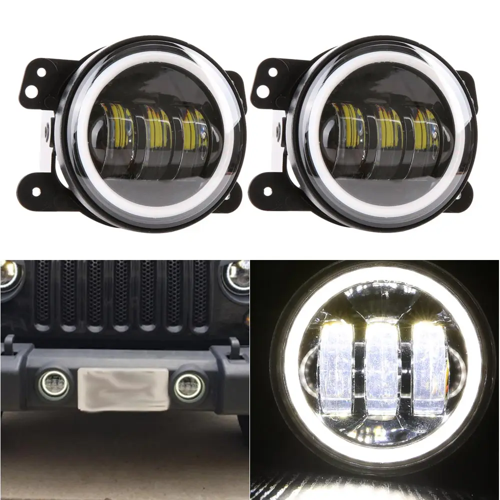 4 Inch Led Fog Light With DRL Fog Lamp With Halo Angel Eyes 4 " Halo ...