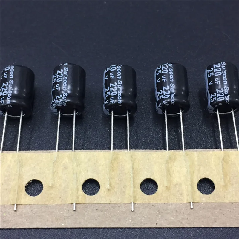 10pcs 220uF 25V Su'scon SK Series 8x12mm 25V220uF Aluminum Electrolytic ...