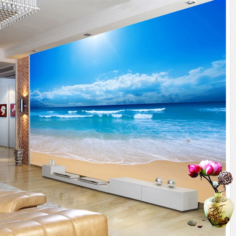 Custom 3D Foto Behang Zee View Muur Schilderen Woonkamer Sofa ...
