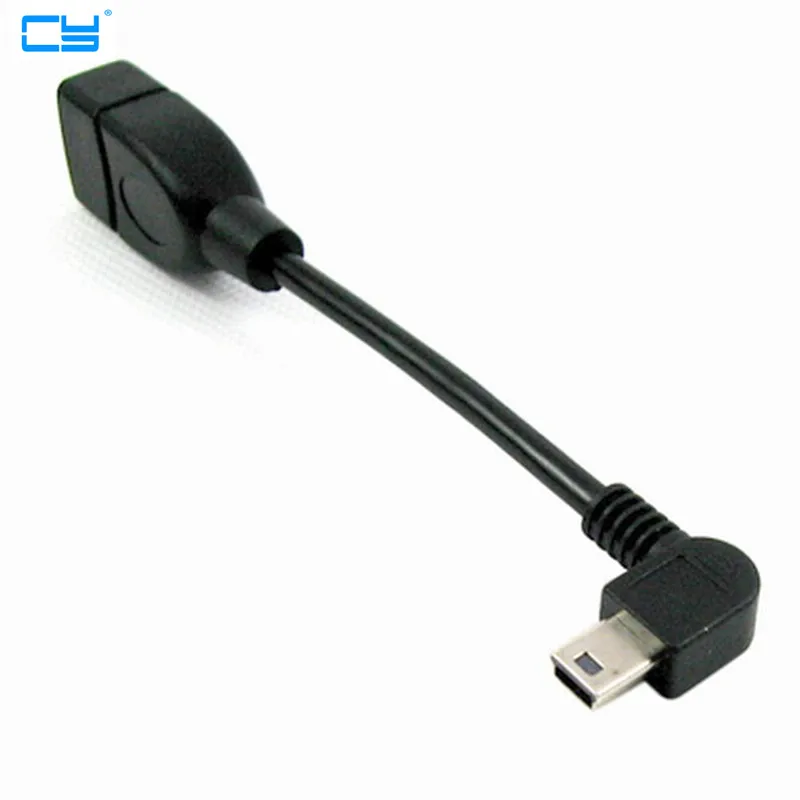 Mini cabo usb tipo b para usb fêmea, cabo otg de 90 graus à esquerda e ...