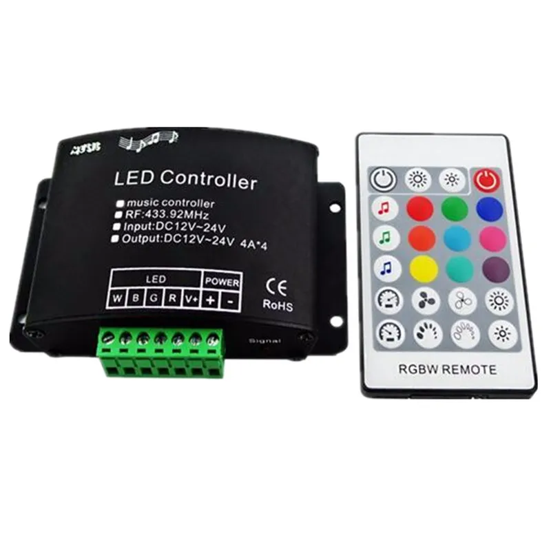 RGBW Music Controller with 24key RF Remote LED Music RGBW Controller ...