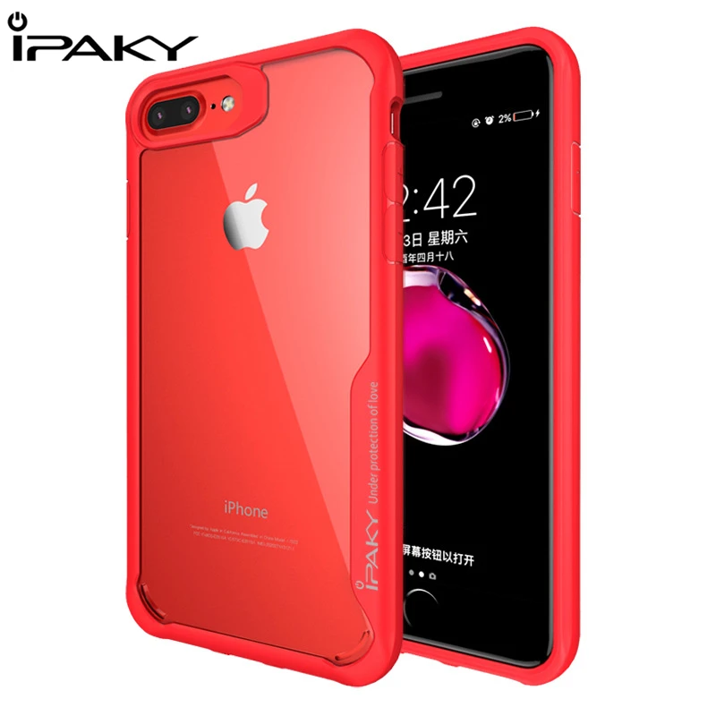 iPaky Cover for iPhone 7 Plus Red Case Soft Silicone TPU + Hard PC ...