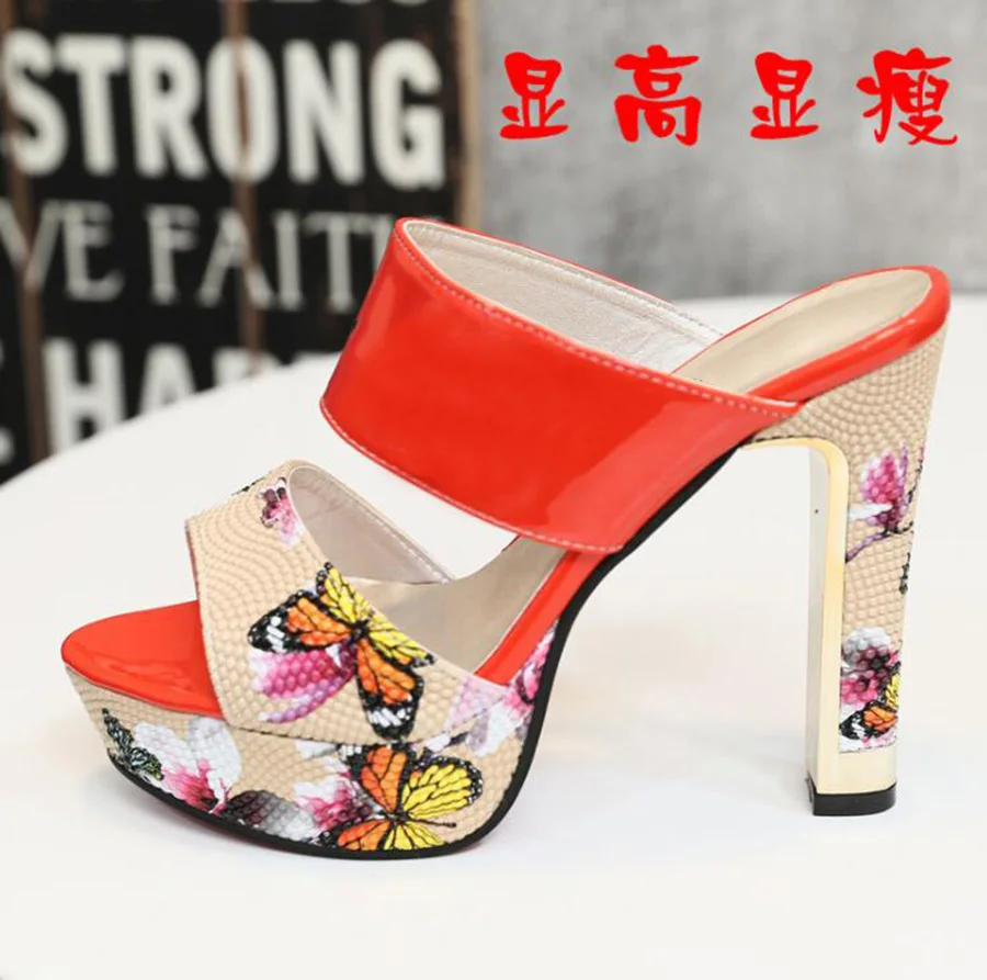 Summer Sexy Fashion New Women's Slides High Heel Beautiful Print Vogue ...