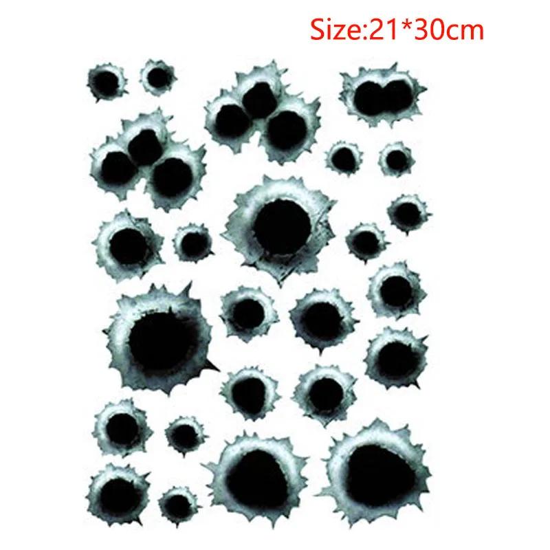 30*21cm 3D car sticker simulation bullet hole crack car decoration auto ...