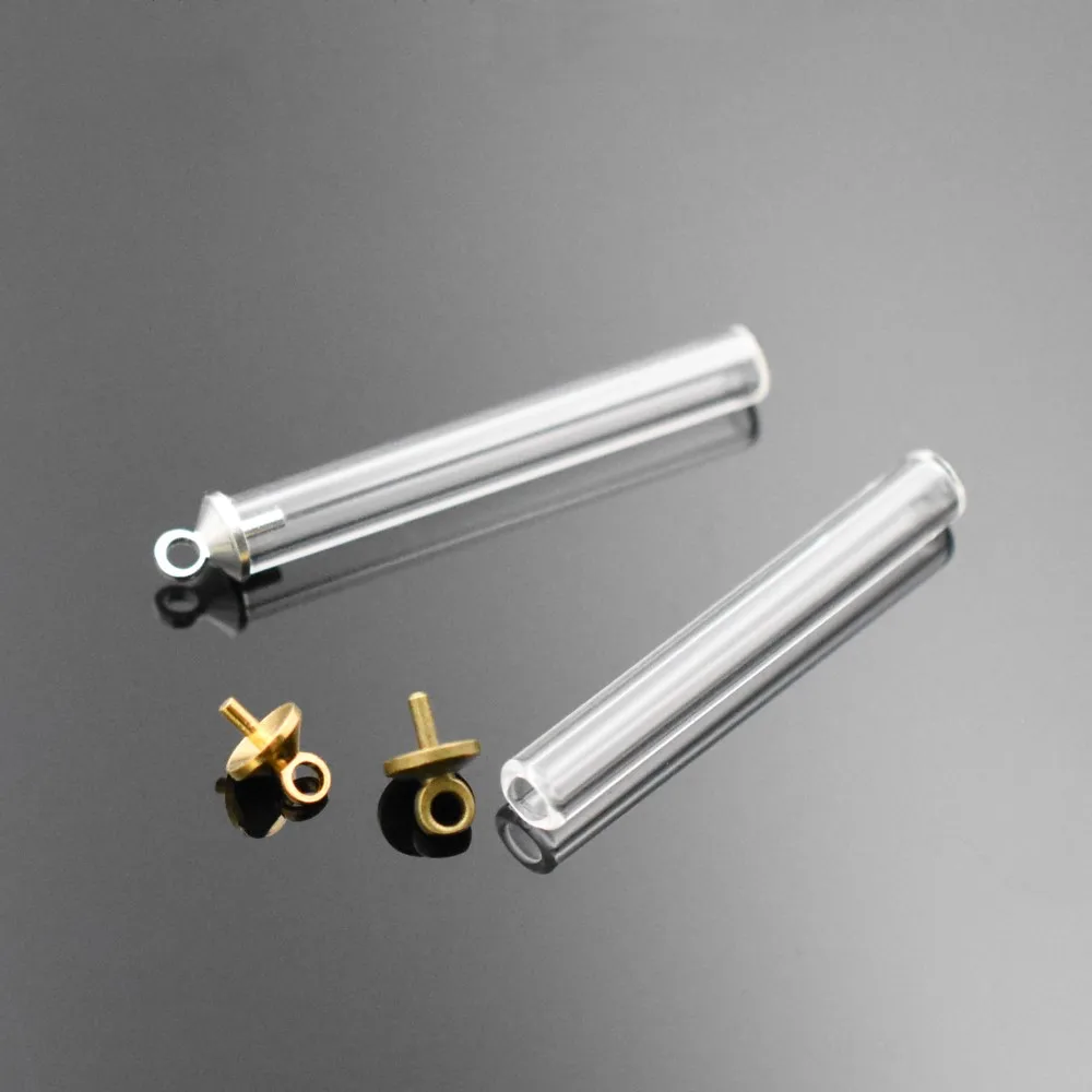 5set 30.5*4mm Mini Hollow Glass Tube With 5mm Beads Cap Set No Filler ...