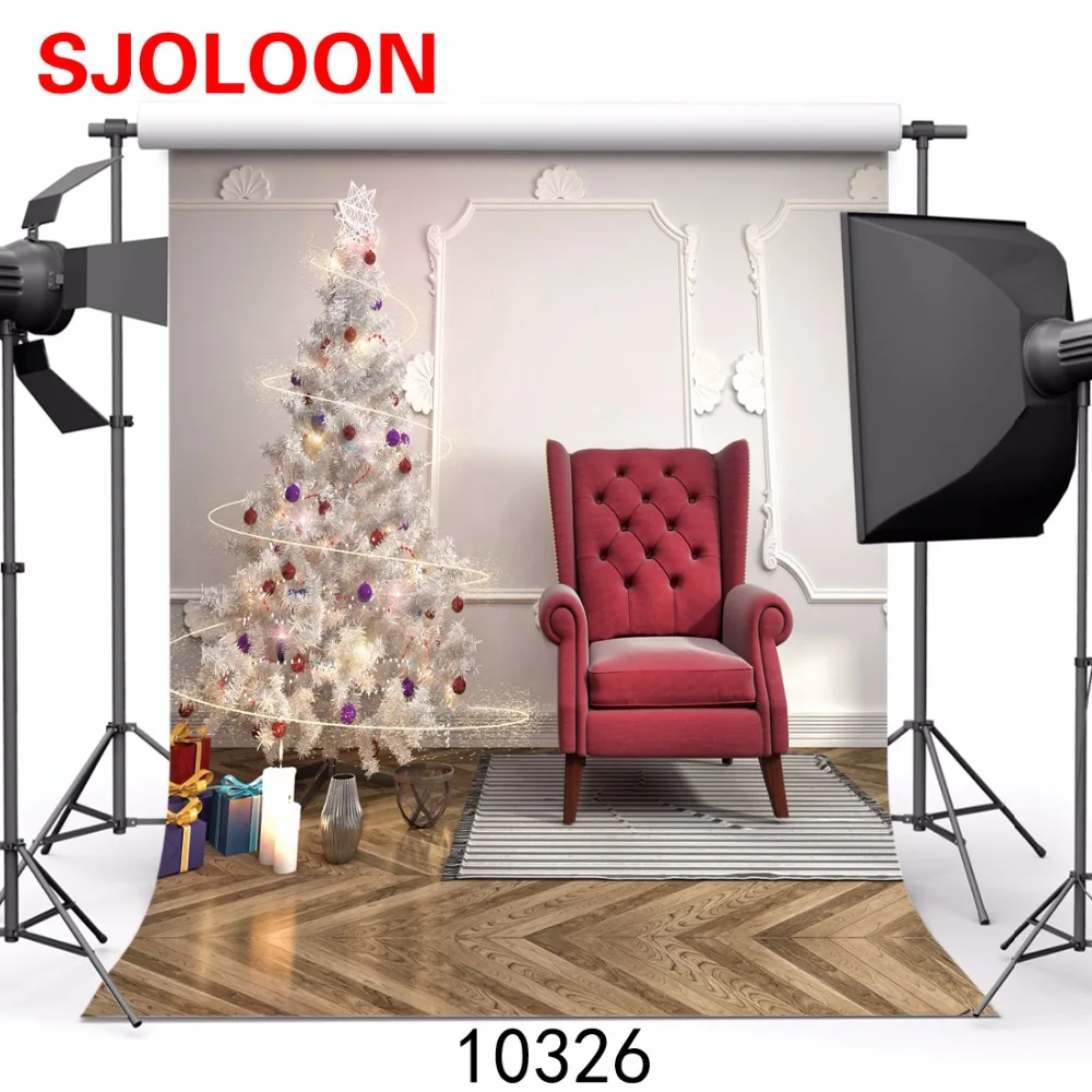 Christmas tree photography background Red sofa Photography studio ...