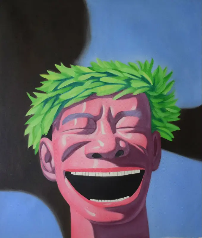 Hand Painted Modern Portrait Canvas Painting Happy Laughing Man Oil ...