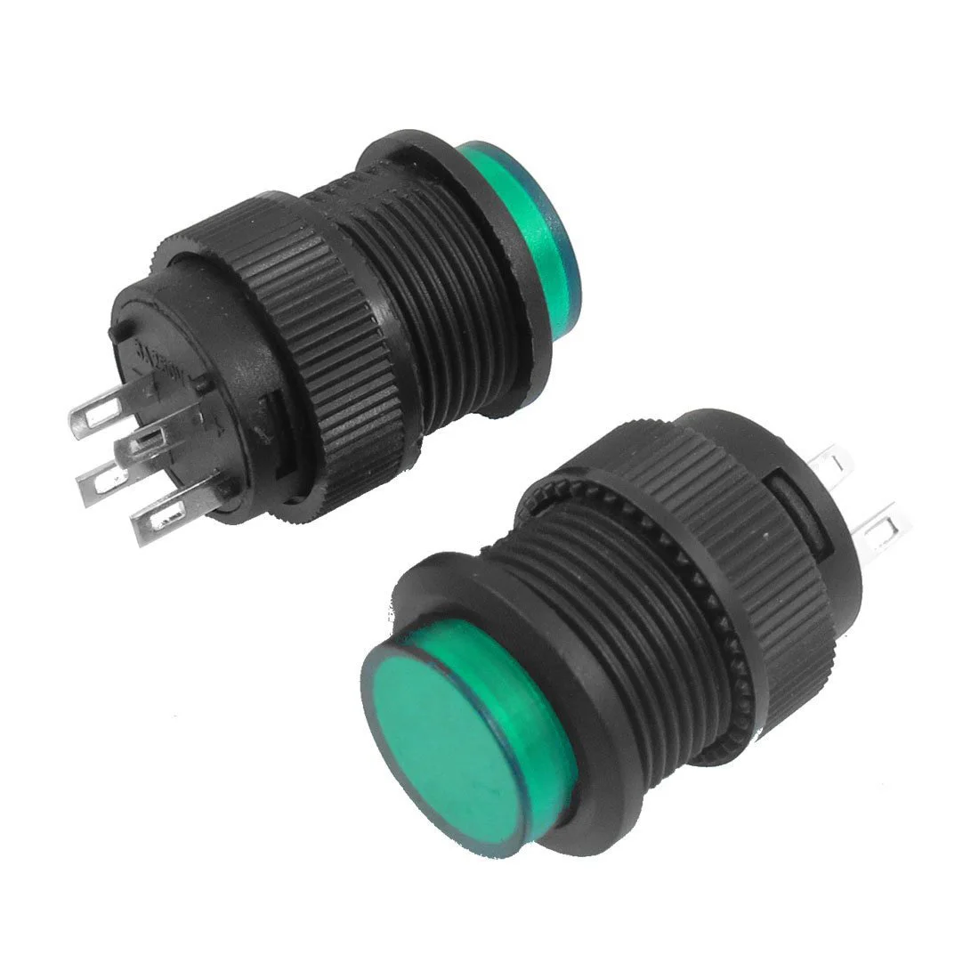 2 Pcs 4 Terminals Green LED Lamp Momentary Push Button Switch DC 3V -in ...