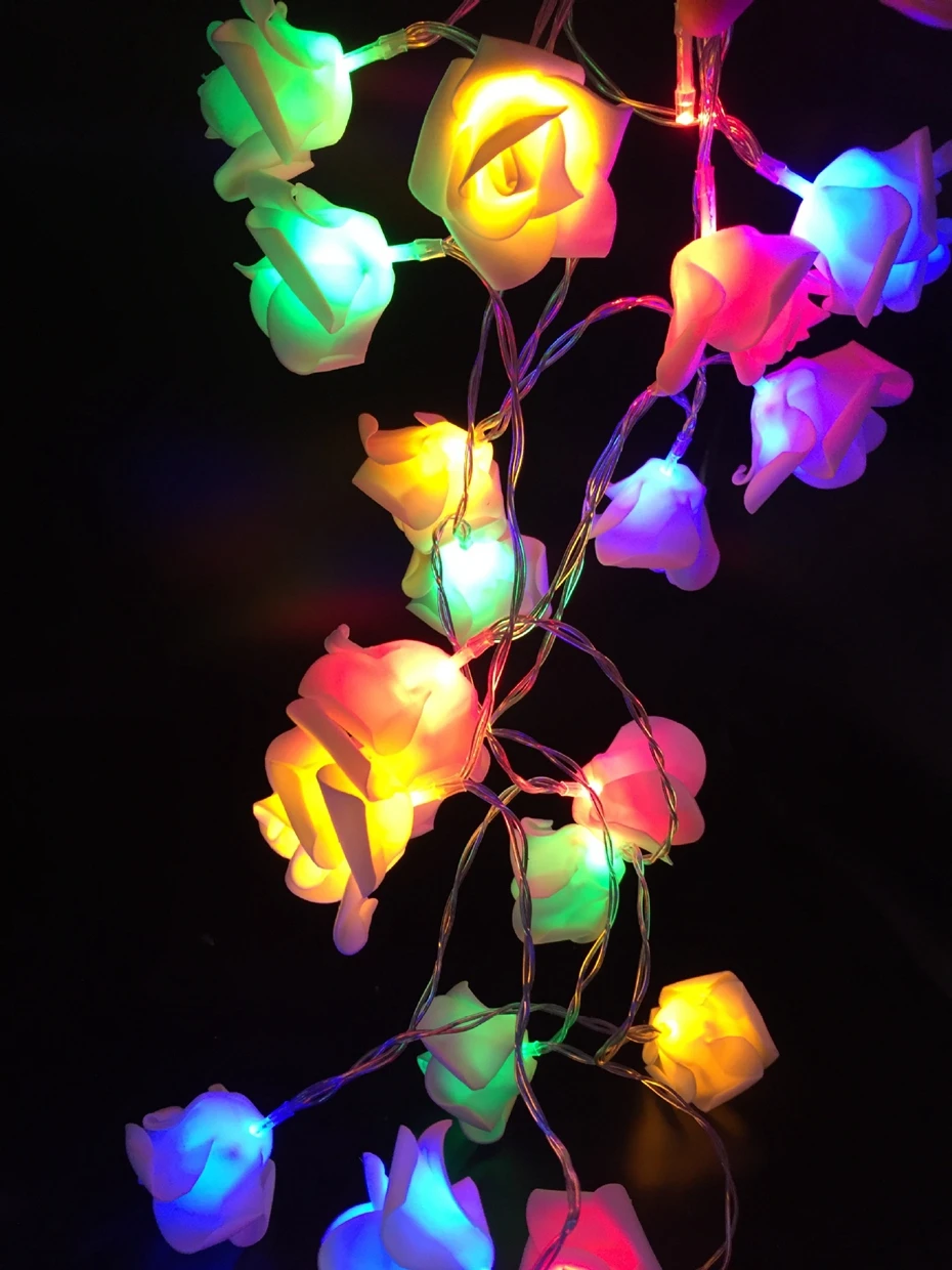 YINGTOUMAN 3m Battery Powered LED Rose String Lights Garland Christmas ...