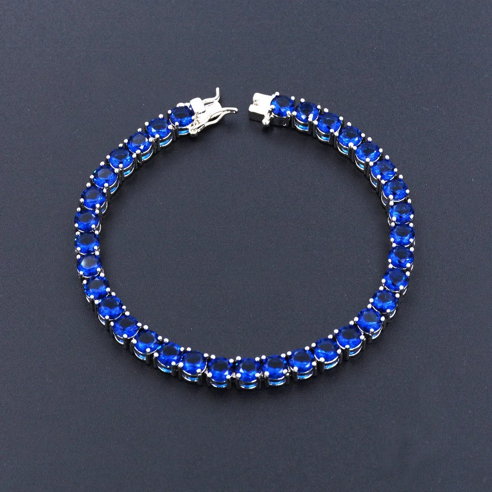 Синий белый красный зеленый фианит CZ теннисные браслеты для подарка