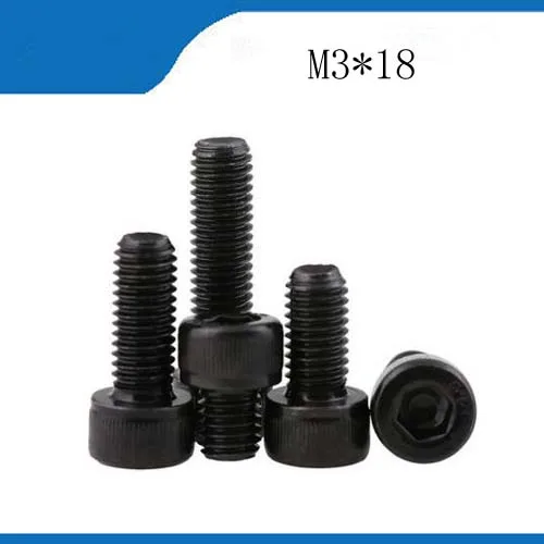 1000pcs M3*18 Black Alloy Steel Metric Thread Hex Socket Head Cap Screw ...