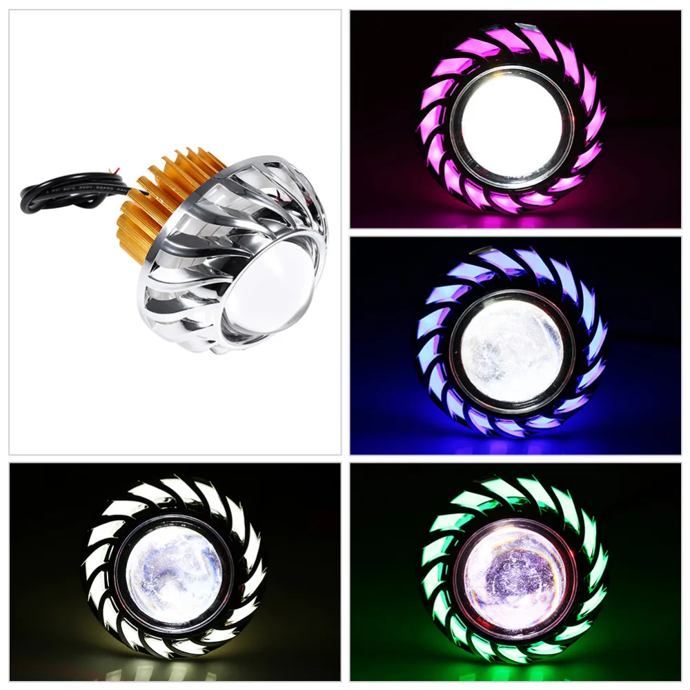 Motorcycle-Car-Headlight-LED-Projector-Lens-Dual-Halo-Angel-Devil-Eye ...