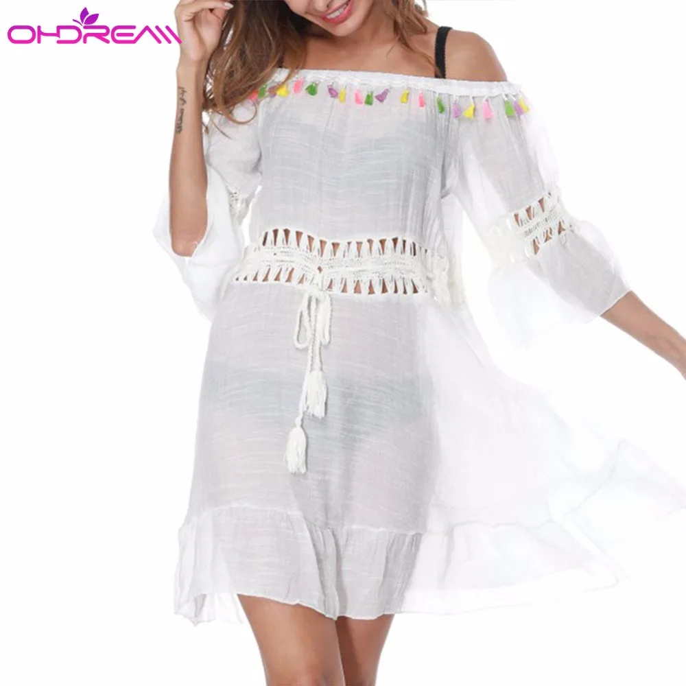 Ohdream New Beach Bikini Blouse Cover Up Sexy Bikini Off Shoulder