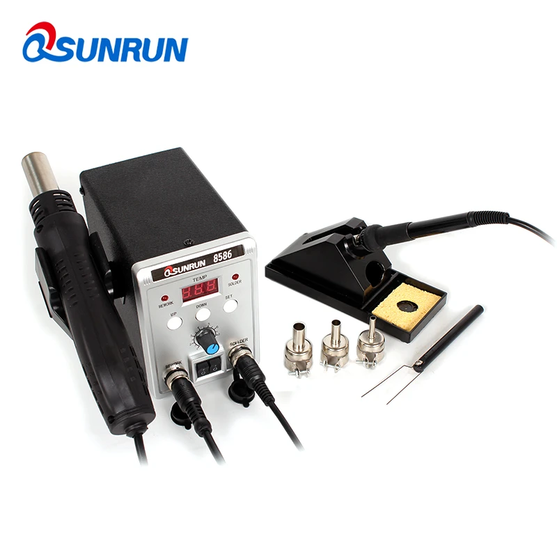 Silver 8586 700W 220V 2 in 1 SMD Rework Soldering Station Hot Air Gun ...