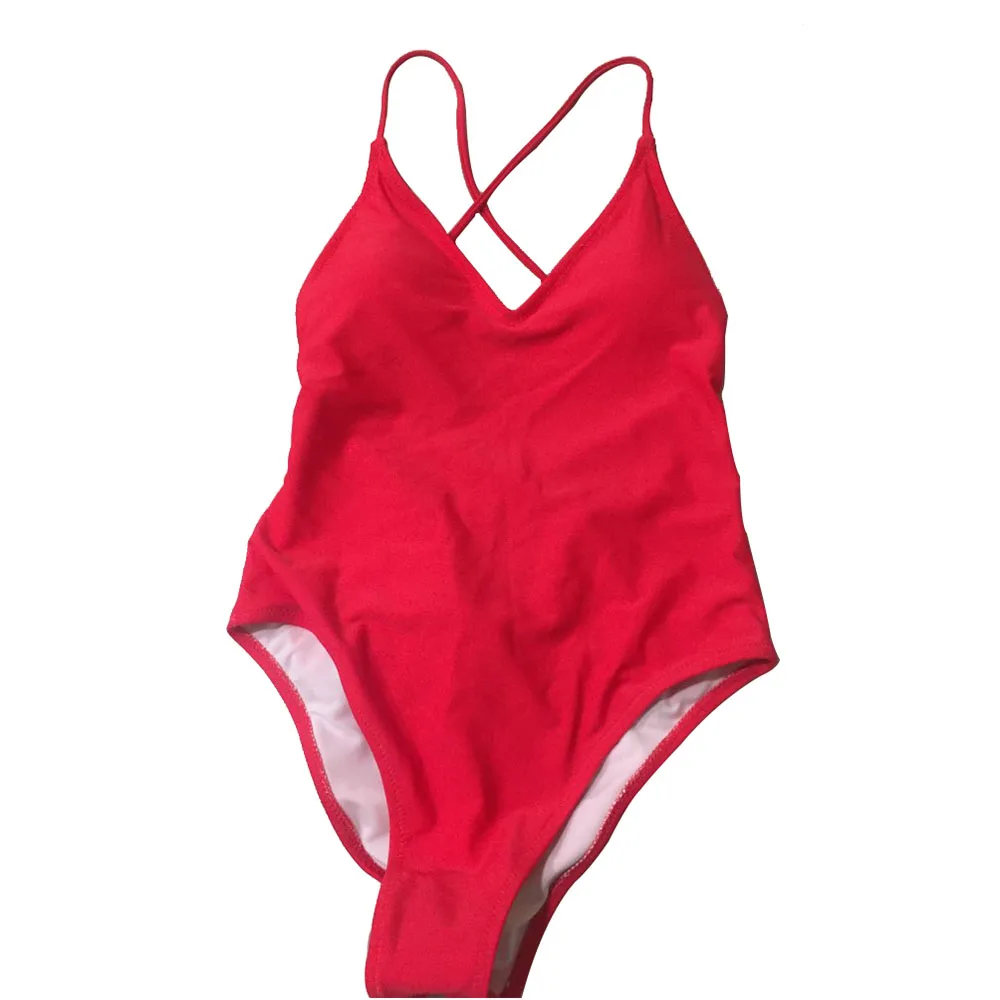 Women 2018 Monokinis Beach Suit Swimming Red One Piece Bathing Suit