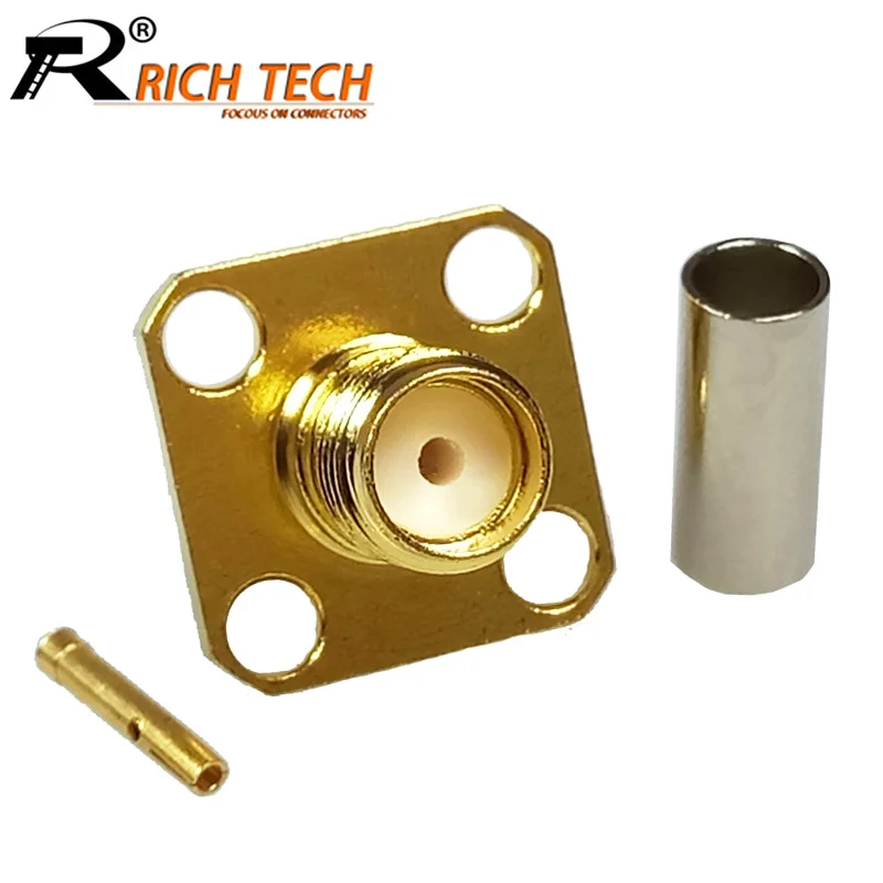 100pcs/lot SMA Female 4 hole Panel Mount RF SMA Connector Adapter ...