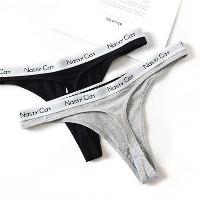 Sexy Women Cotton G String Thongs With Letter Pattern Low Waist Sexy