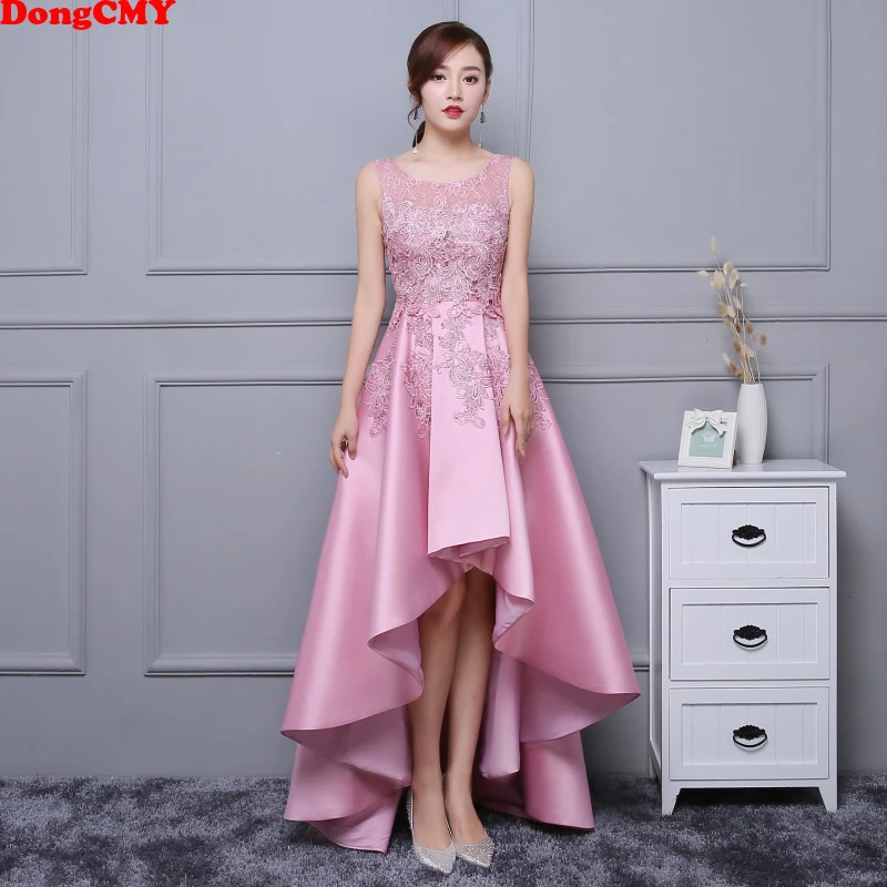 DongCMY Formal Asymmetrical Prom Dresses Vestido Lace Satin Flowers ...