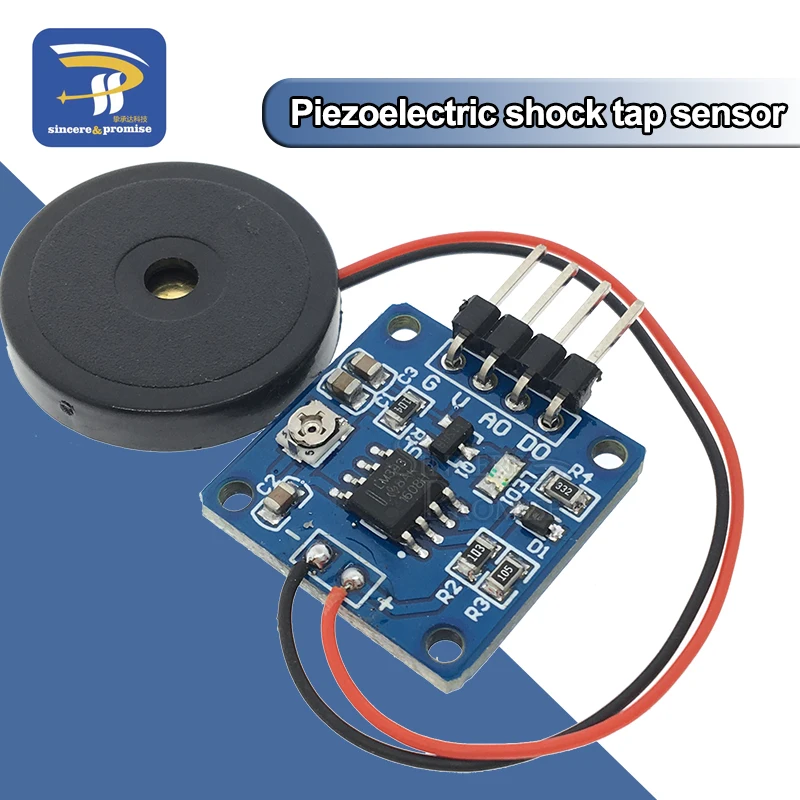 Piezoelectric Shock Tap Sensor Vibration Switch Module DC 5V Sheet ...
