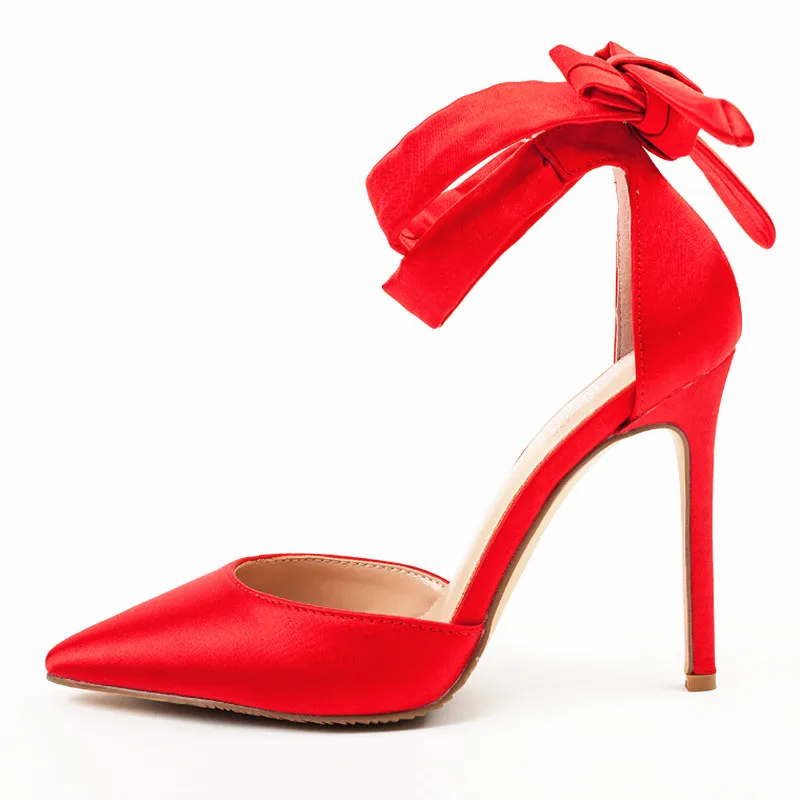 Red Sandals Women High Heels Sandals Pointed Toe Ankle Strap Summer ...