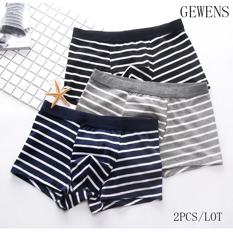 2Pcs/lot Breathable Underpants Modal & cotton Boxer Cotton Men Striped ...