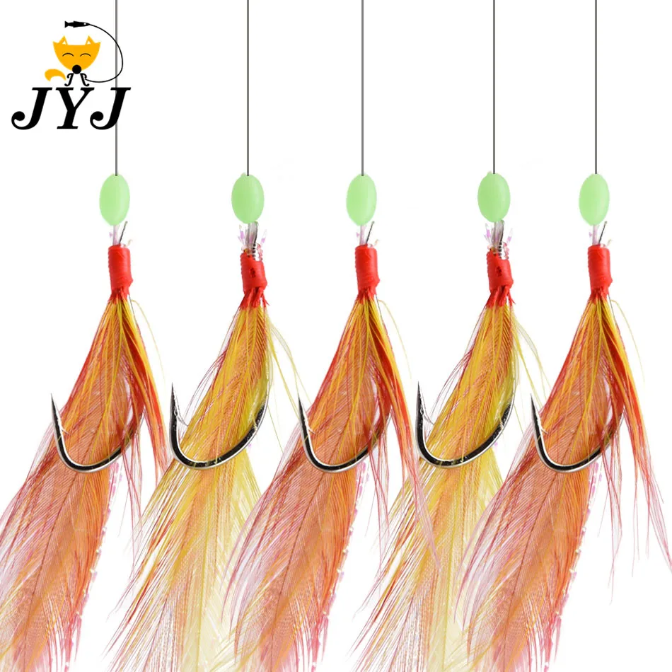Anzuelos de plumas de pesca, cebos sabiki de pluma de gallo, aparejos ...