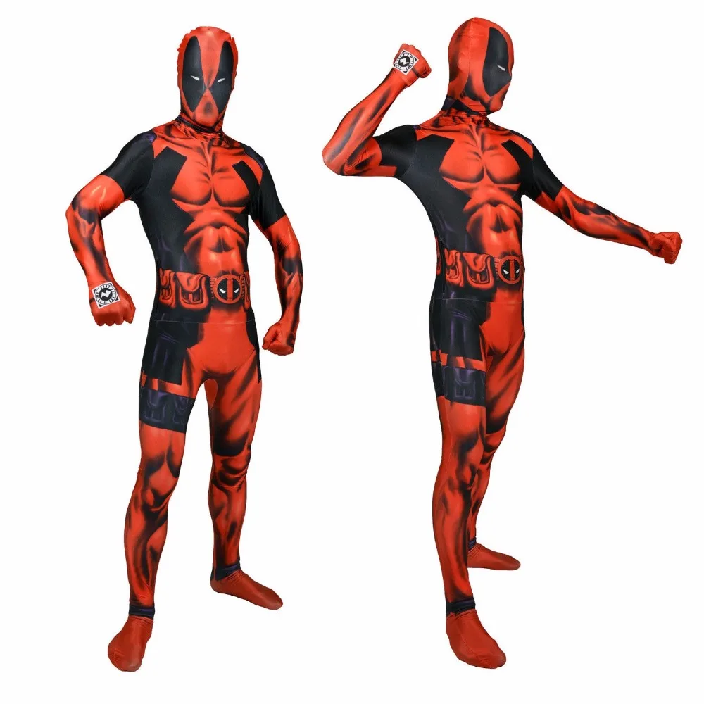 3D Stil Herren Nylon Lycra Stretch Deadpool Kostüme Spandex Zentai ...