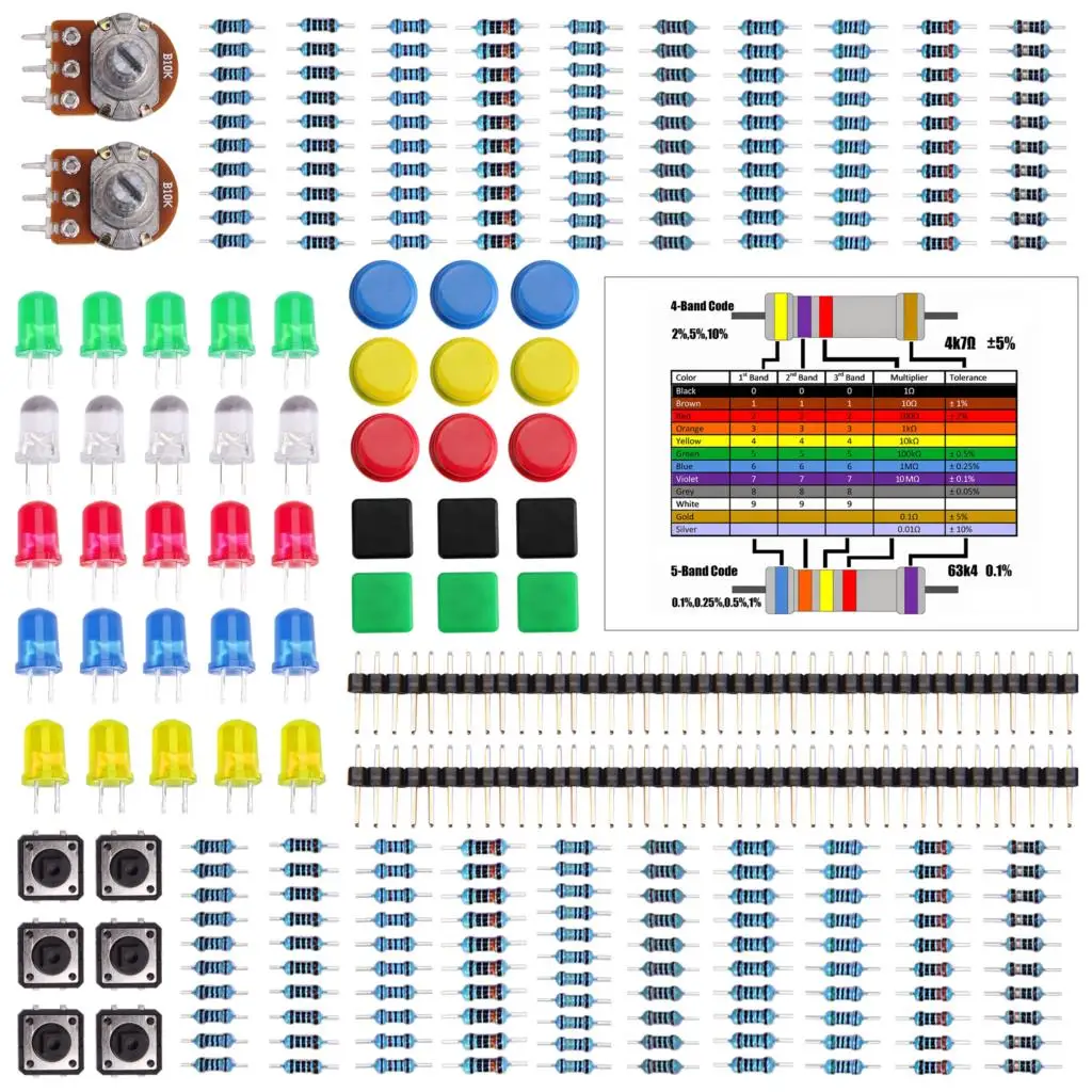 Electronics-Component-Pack-with-resistors-LEDs-Switch-Potentiometer-for-Arduino-for-UNO-MEGA2560 ...