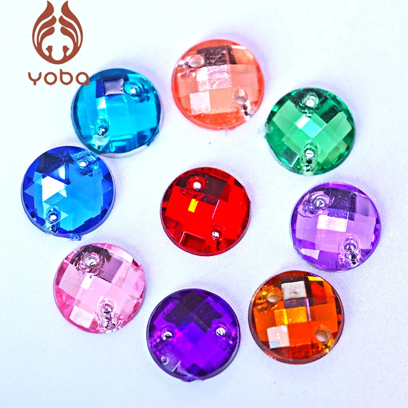 8mm 200pcs Multi Colors Round Grid Sew On Rhinestone Flatback Acrylic ...