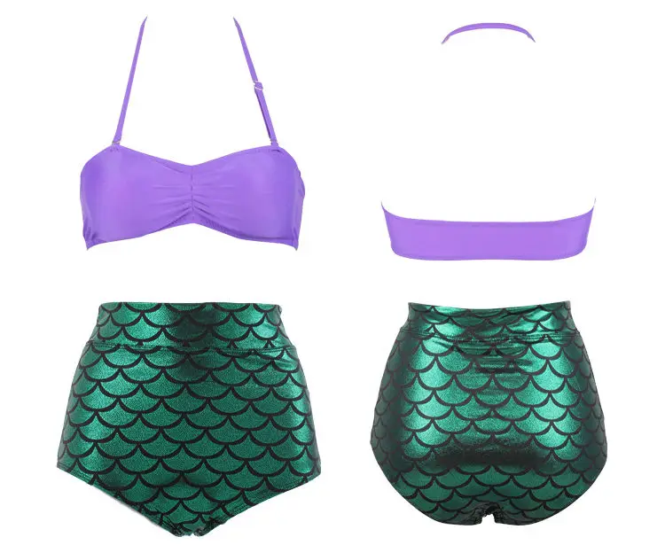 2016 Women Mermaid Swimsuit High Waist Bikini Set Push Up Beach Suit ...