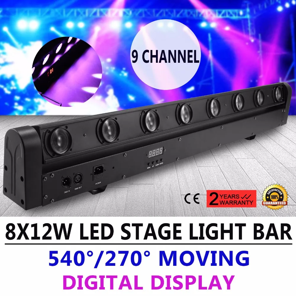 8X12W 100W RGBW 4 in 1 Beam LED Bar DMX DJ Stage Lighting Moving Head ...