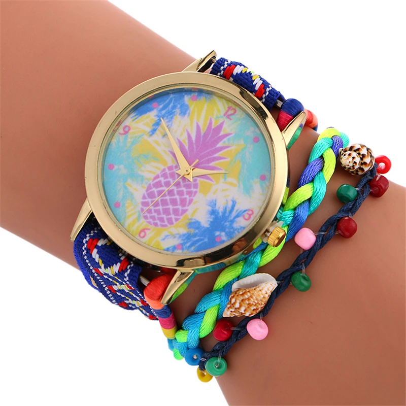 Platinum Rainbow Geneva Watch Women Pineapple wristwatch psychedelic ...