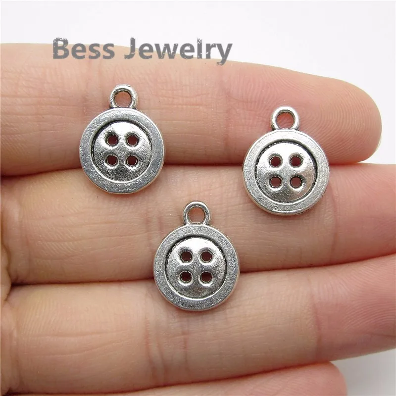 60pcs(17*16mm) Antique Silver button Charm fit for pandora style ...