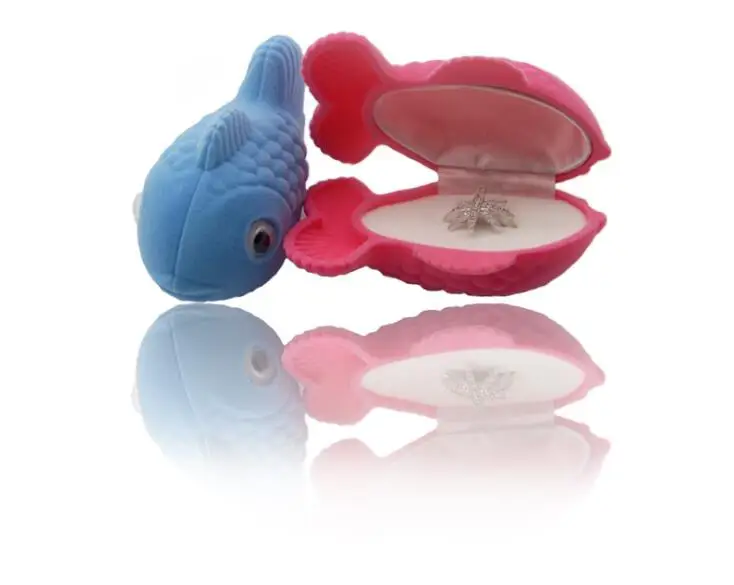 48pcs/lot Cute Flocking Little Fish Ring Box Goldfish Ring Boxes ...