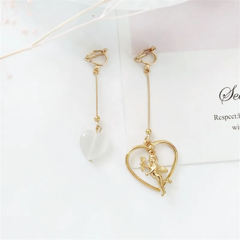 Япония и Корея, трендовые милые серьги в виде сердца, Ангела Амура ...