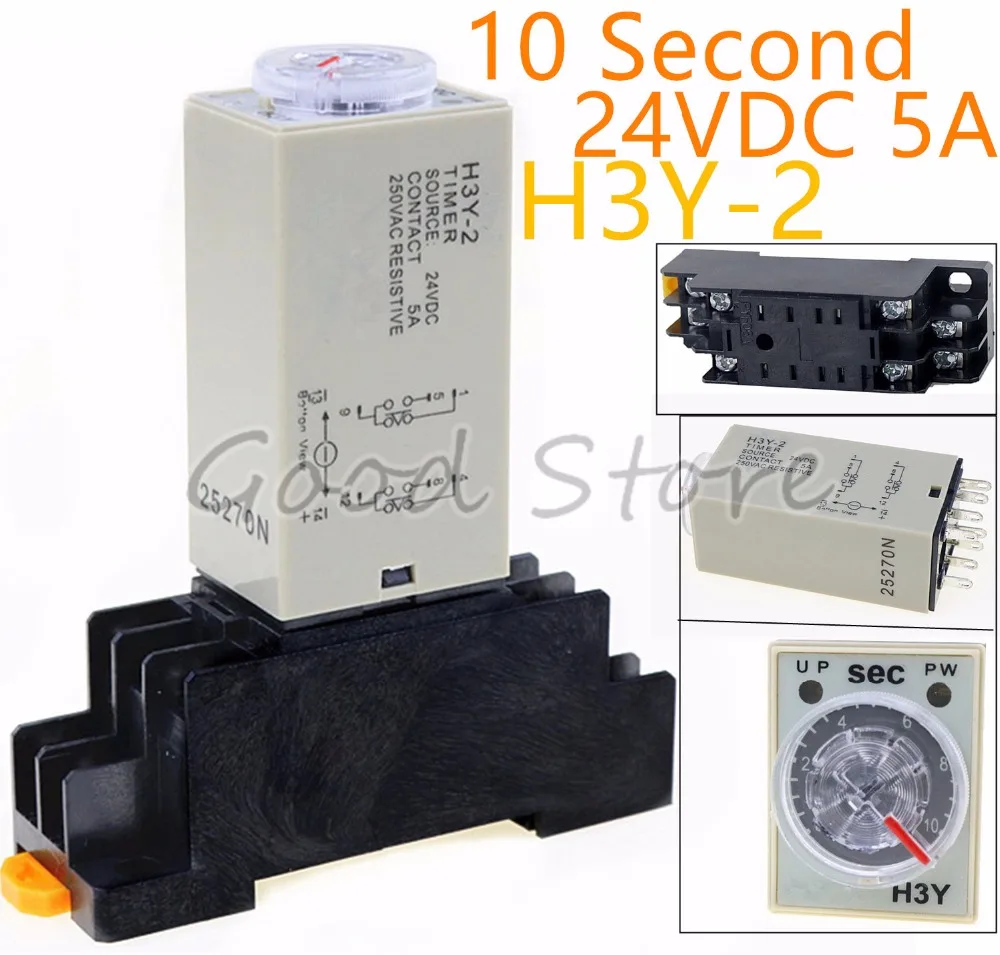 1SET H3Y 2 24V Small time relay 0 10Sec ST6P electronic relay power on ...