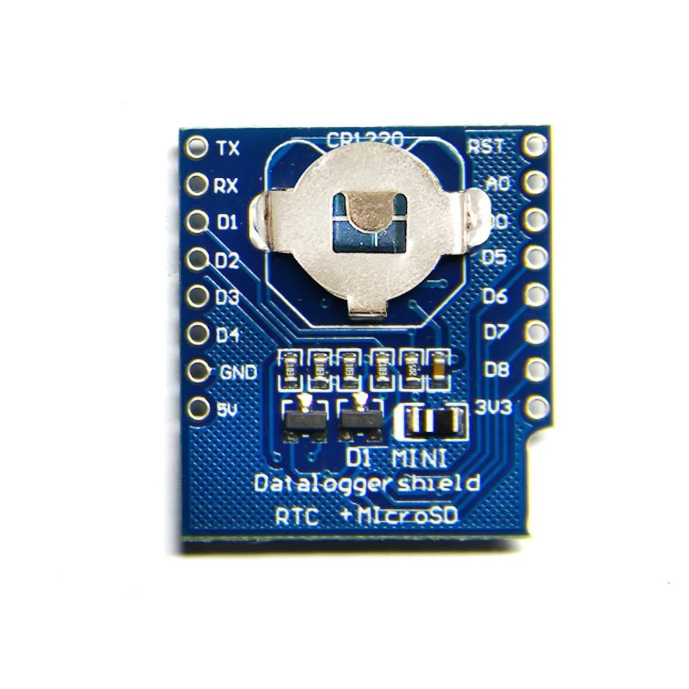 DataLog Shield for D1 mini RTC DS1307 with battery + MicroSD with pin ...