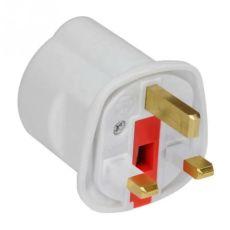 New European 2 Pin To Uk 3 Pin Plug Change-over Adaptor Euro Eu Schuko ...
